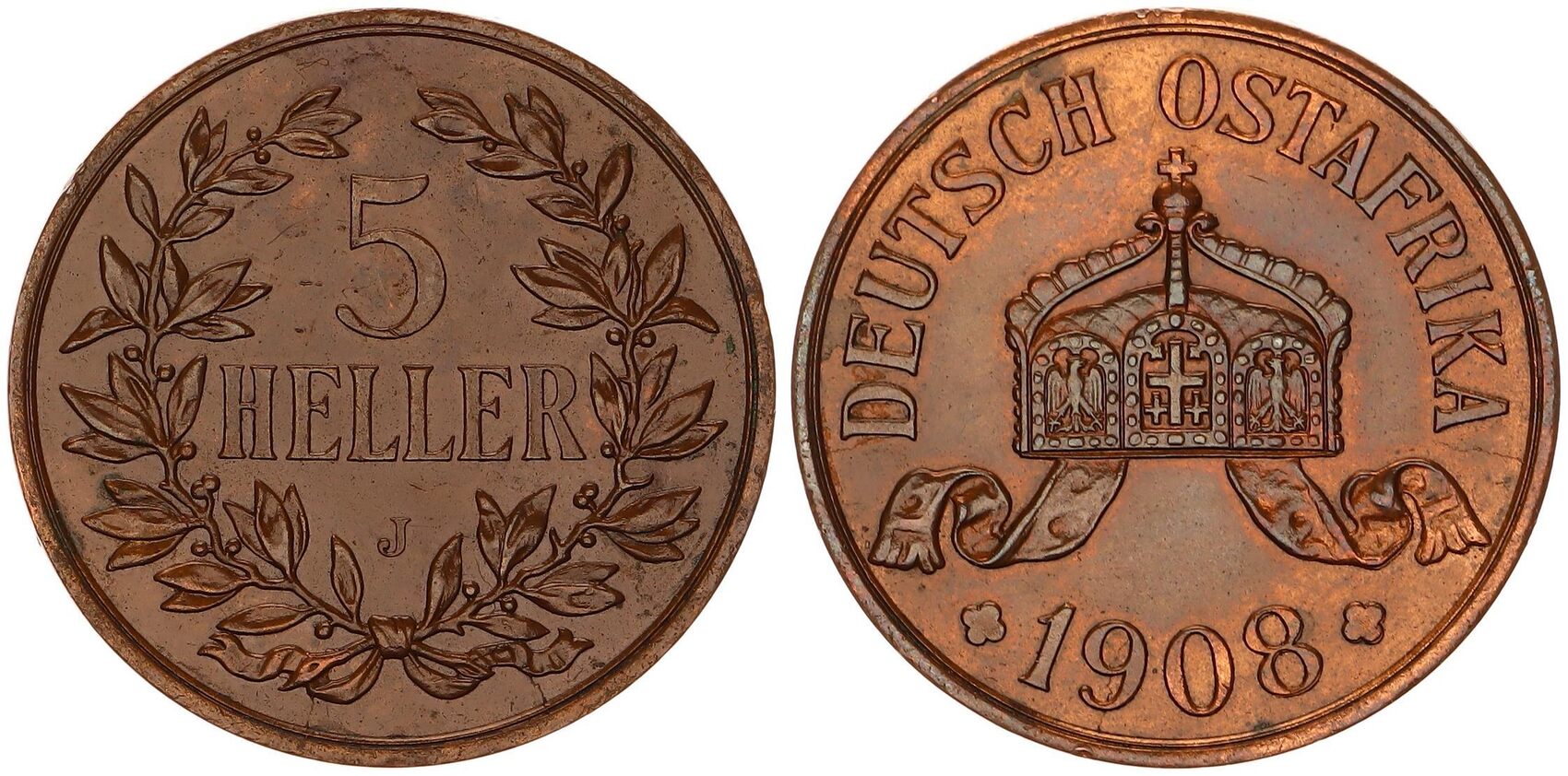 Kolonien Deutsch-Ostafrika 5 Heller 1908 J DOA J.717 vz | MA-Shops