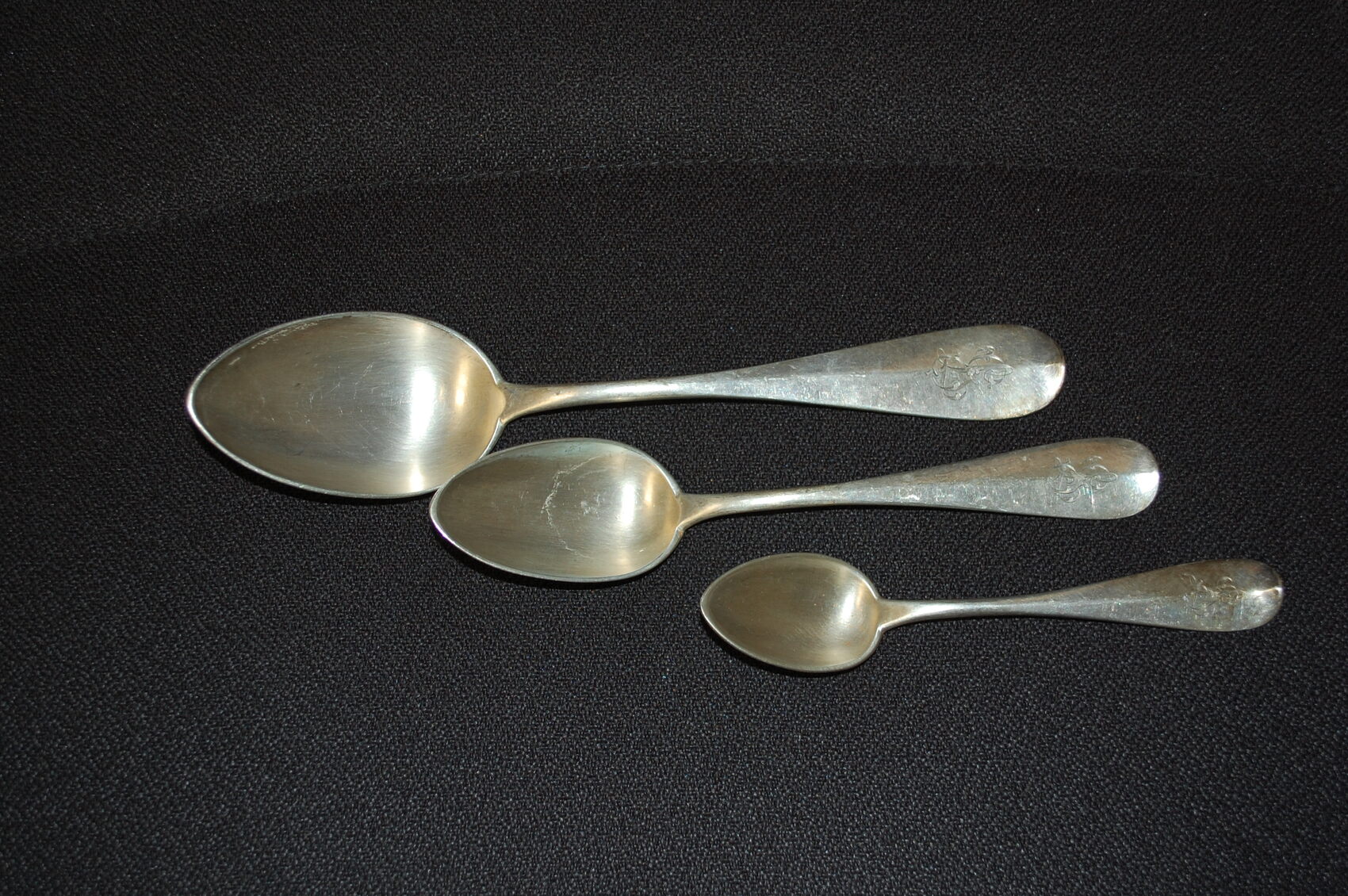 1894 Russland Set aus 3 alten Silberlöffeln Silber 875 (Punze 84) gebraucht mit Monogramm | MA-Shops