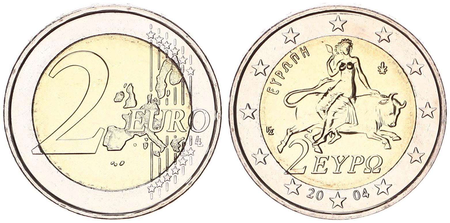 Griechenland 2 Euro 2004 Kursmünze !!! prägefrisch | MA-Shops