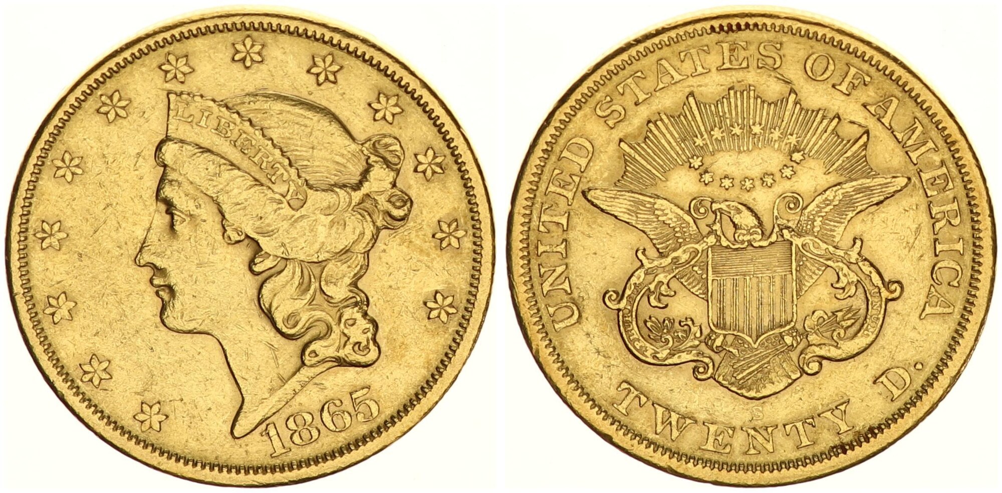 United States of America 20 Dollar 1865 S USA 20 $ Liberty Head Gold ...