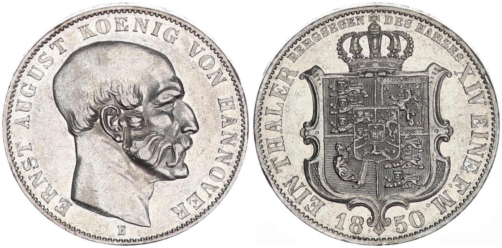 Braunschweig-Calenberg-Hannover 1 Taler 1850 B Ernst August - König von ...