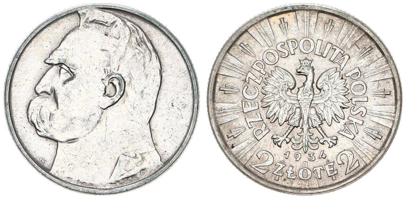 Polen - zweite Republik 2 Zloty 1934 Josef Pilsudski * f.vz/vz | MA-Shops