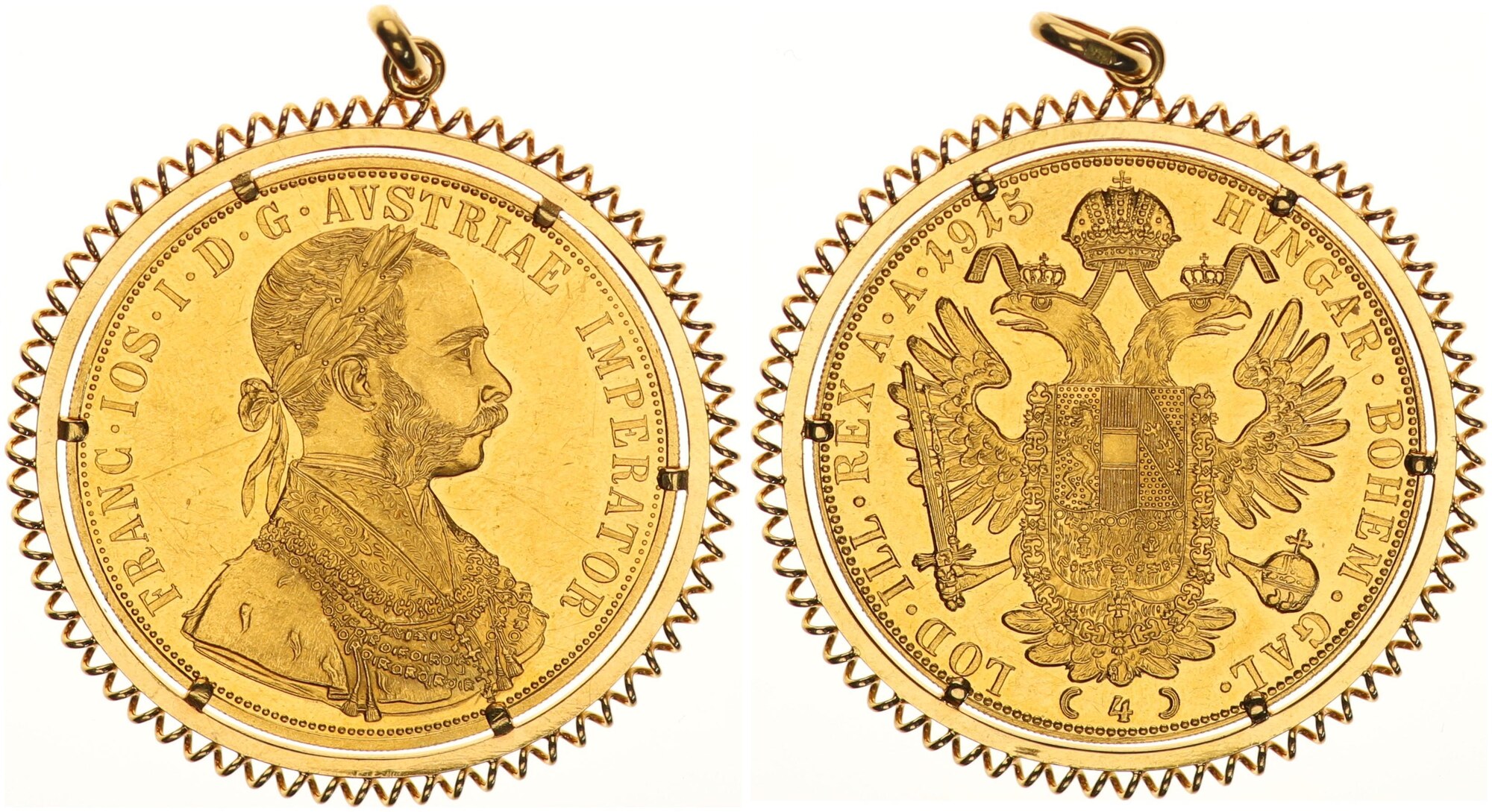 Österreich Ungarn 4 Dukaten 1915 in 750er 18 Karat Goldfassung ...
