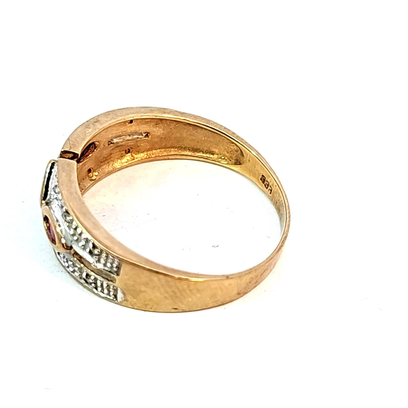 333 Gold Ring mit sehr kleinen Diamanten ,Rubin und Saphir, 3,6g ...