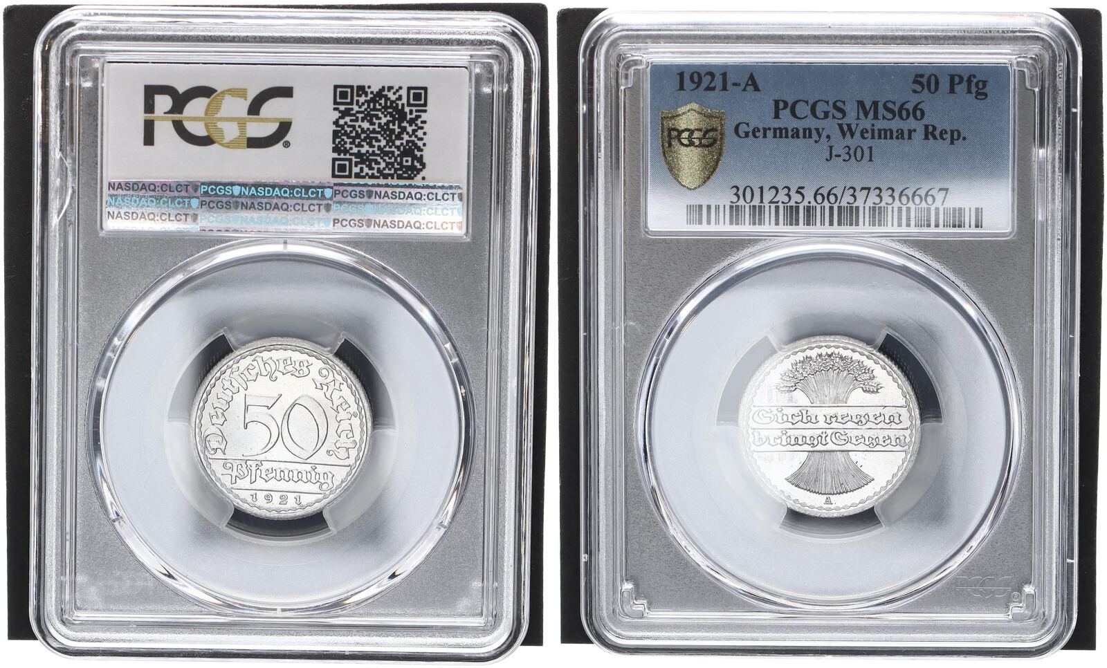 Germany, Weimar Rep. 50 Pfennig 1921-A J.301 PCGS MS66 Stempelglanz | MA-Shops