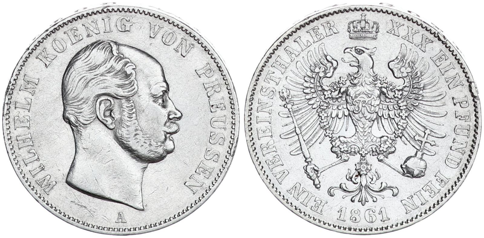 Preußen 1 Taler 1861 A Vereinstaler Wilhelm I (1861-1888) ss/ss-vz | MA ...