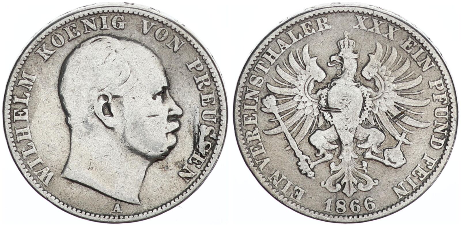 Preußen 1 Taler 1866 A Vereinstaler Wilhelm I (1861-1888) schön | MA-Shops
