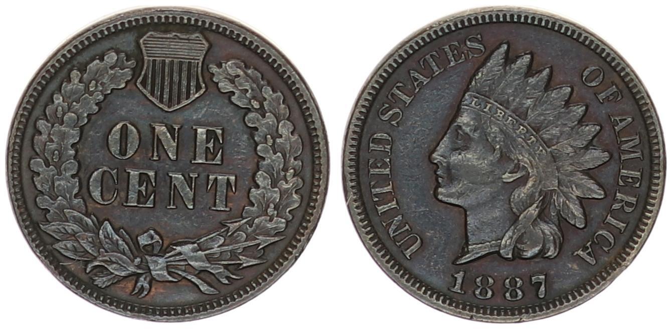 USA 1 Cent 1887 Indian Head ss-vz | MA-Shops