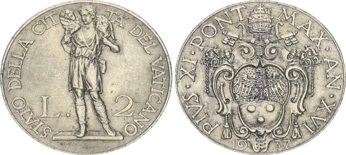 2 Lira 1937 Vatikan 2 Lire 1936 R Pius XI. (1922-1939) - Kursmünze (1929-1937) vz | MA-Shops