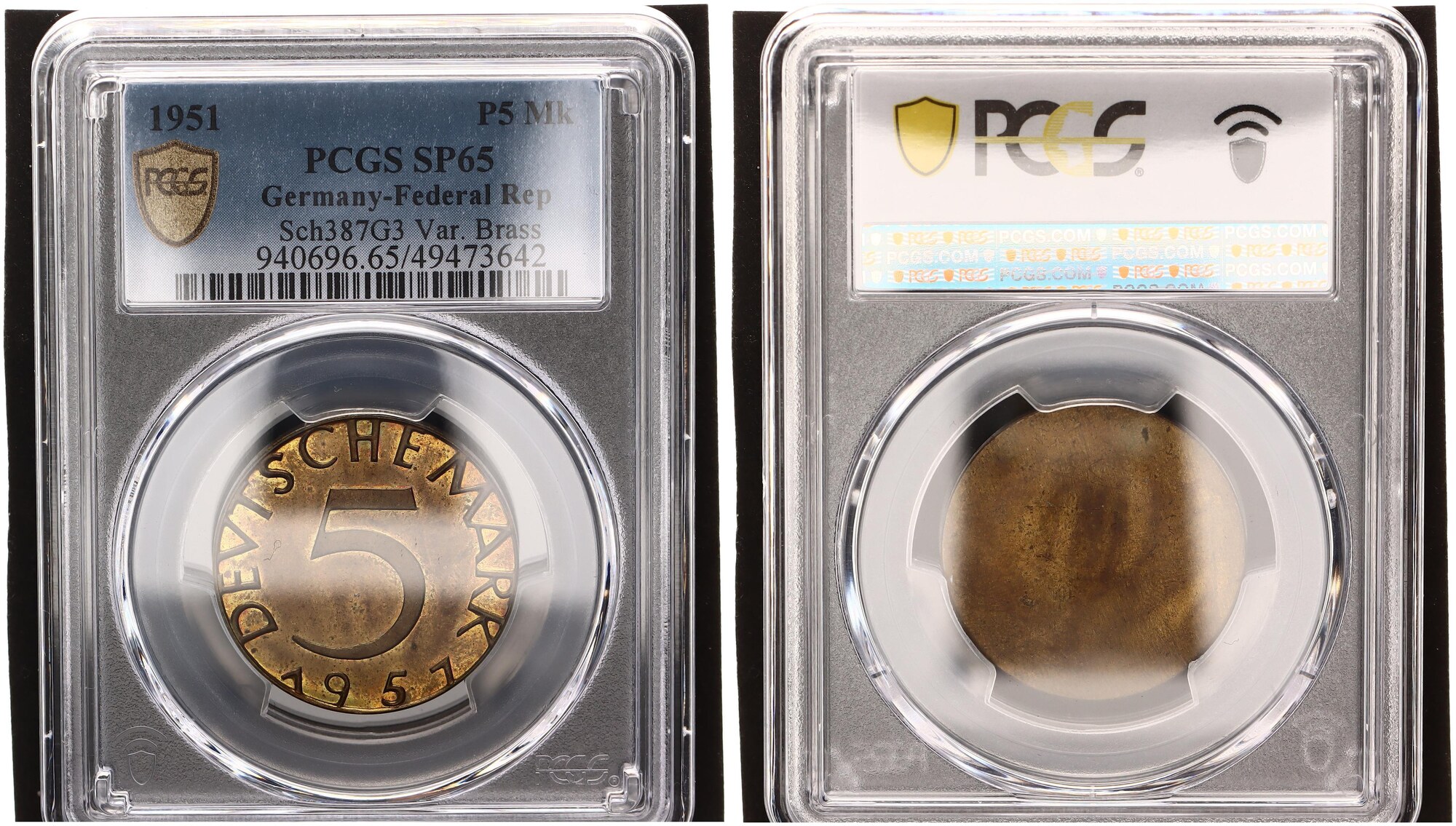 Germany-Federal Rep 5 Mark 1951 Probe Sch387G3 Var. Brass SP65 | MA-Shops