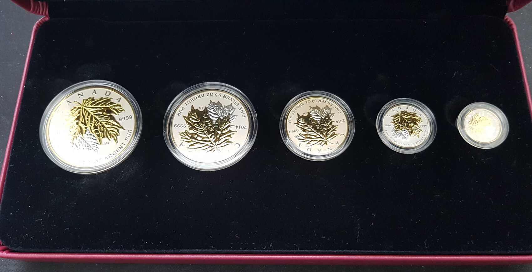 Kanada 2014 Fine Silver Fractional Set The Maple Leaf mit Goldauflage ...