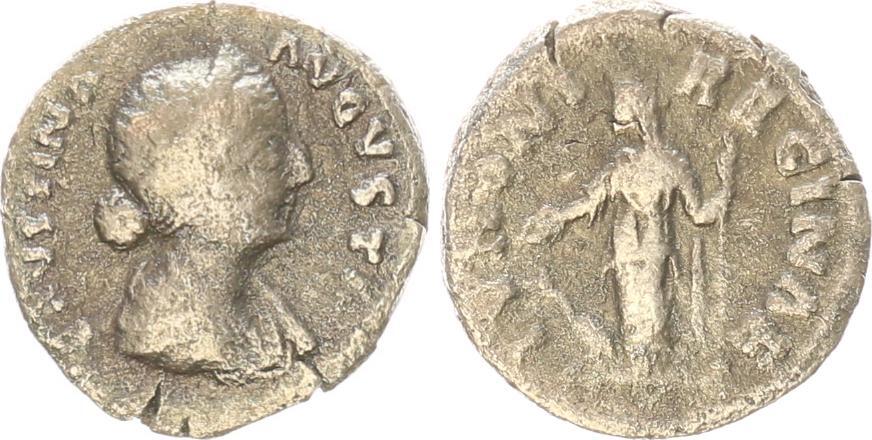 Antike / Römische Kaiserzeit/Faustina II Faustina Minor Denar mit Rückseitendarstellung Iuno n.l ...