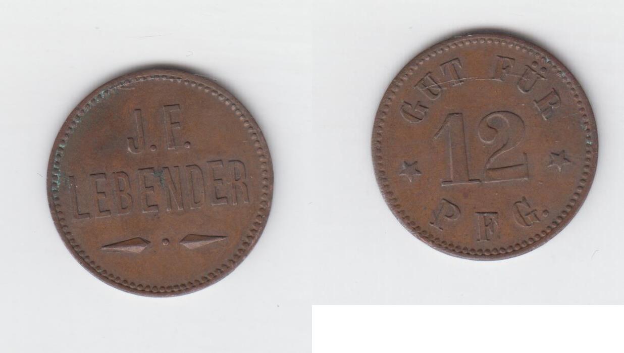 Deutschland Wertmarke von J.F. Lebender über 12 Pfennig ss-vz | MA-Shops