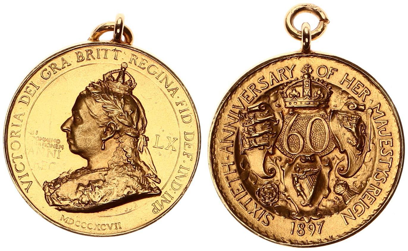 Großbritannien Goldmedaille 1897 60. Geburtstag Königin Victoria fast ...