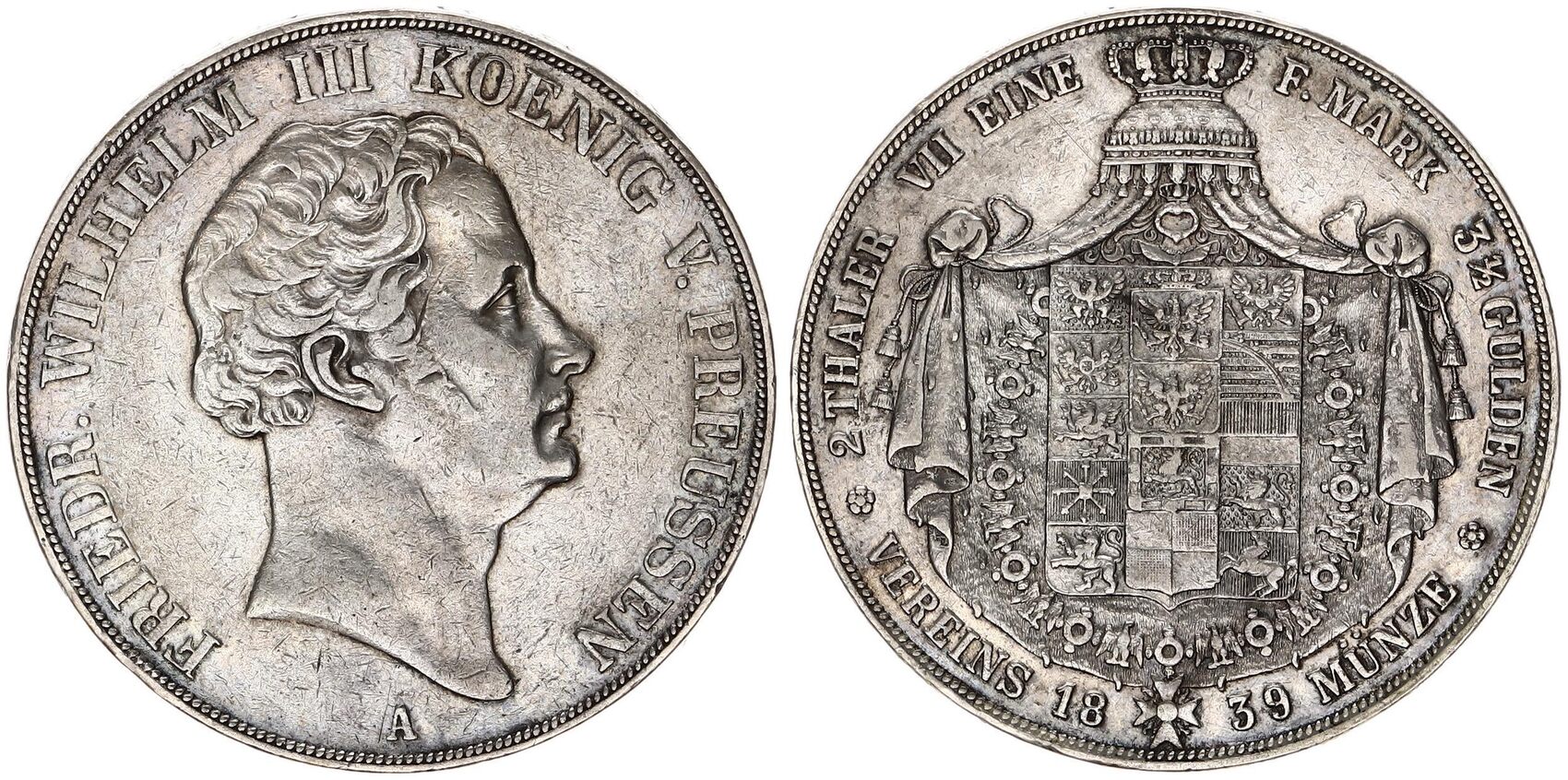 Preußen 2 Taler 1839 A Vereinsdoppeltaler Friedrich Wilhelm III. ss | MA-Shops