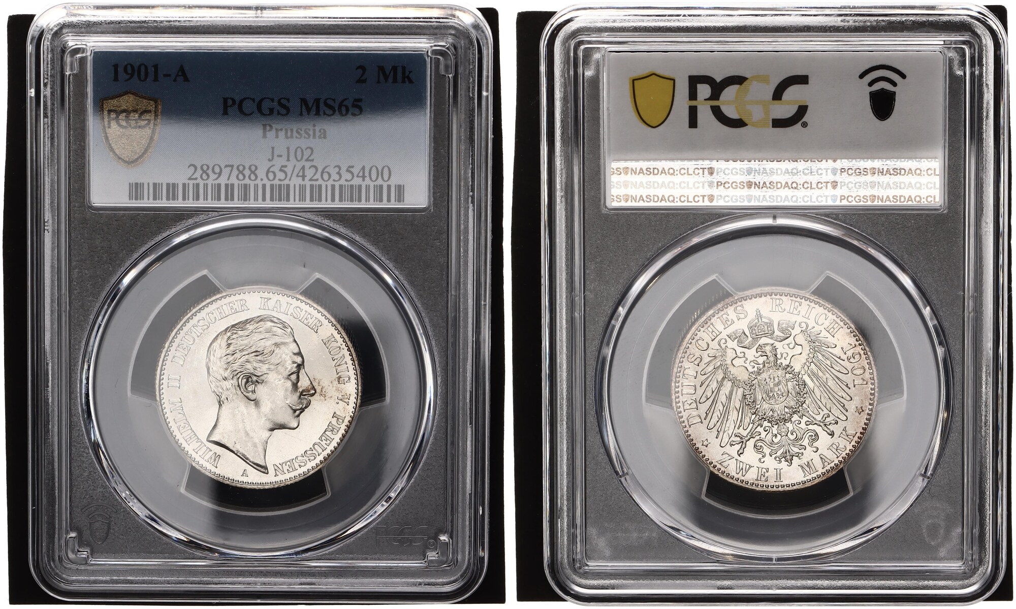Preußen 2 Mark 1901-A besseres Jahr PCGS zertifiziert PCGS MS65 | MA-Shops