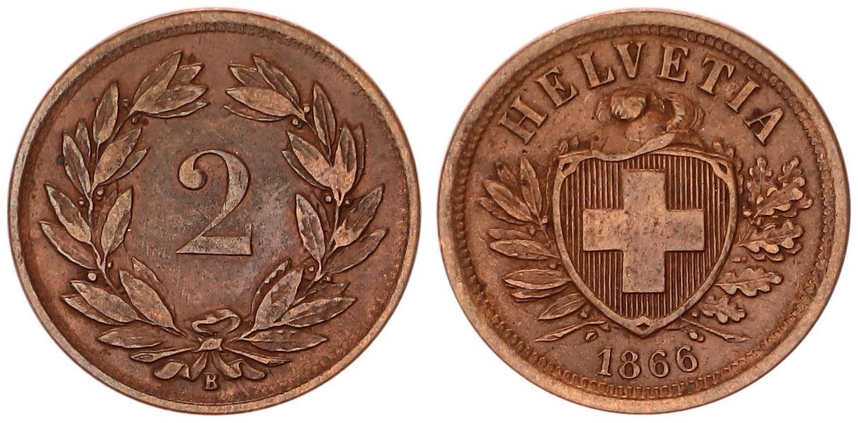 Schweiz - Helvetia 2 Rappen 1866 ss-vz | MA-Shops