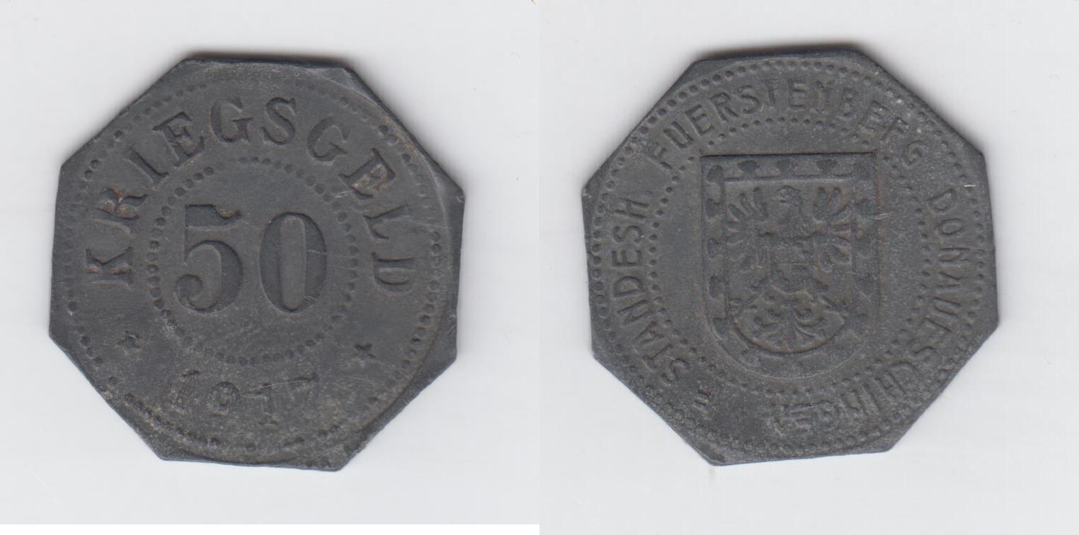Deutschland Kriegsgeld F. STANDESH FUERSTENBERG DONAUESCHINGEN, 50 ...