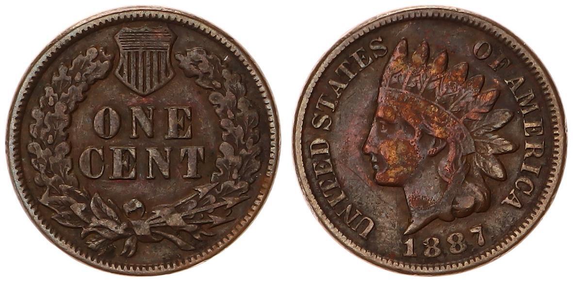USA 1 Cent 1887 One Cent Indian Head ss+ | MA-Shops