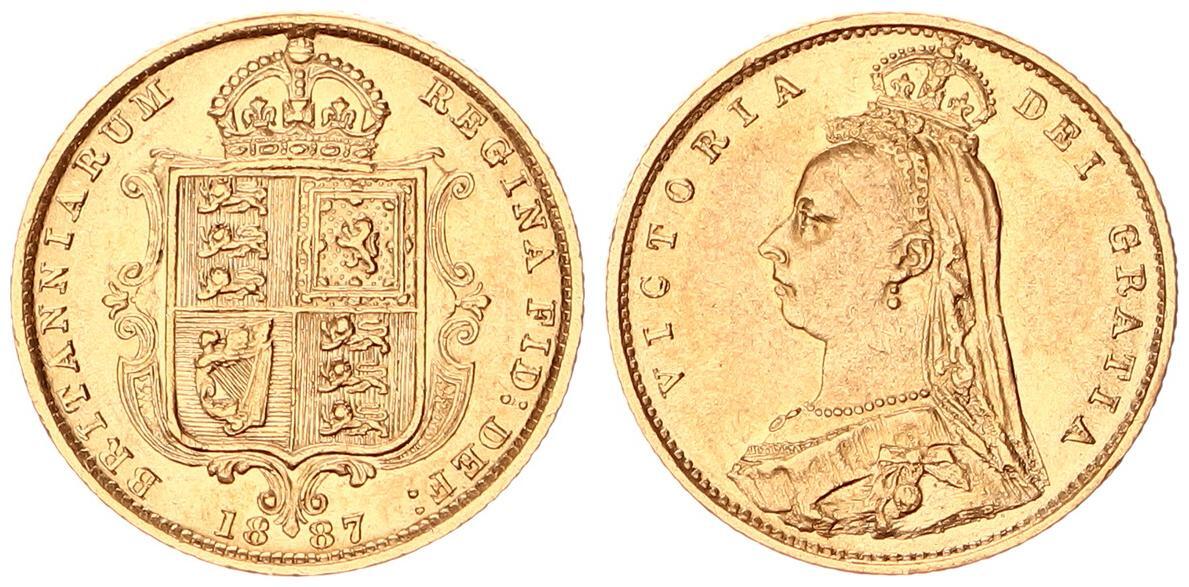 Großbritannien 1/2 Sovereign 1887 Queen Victoria fast vz | MA-Shops