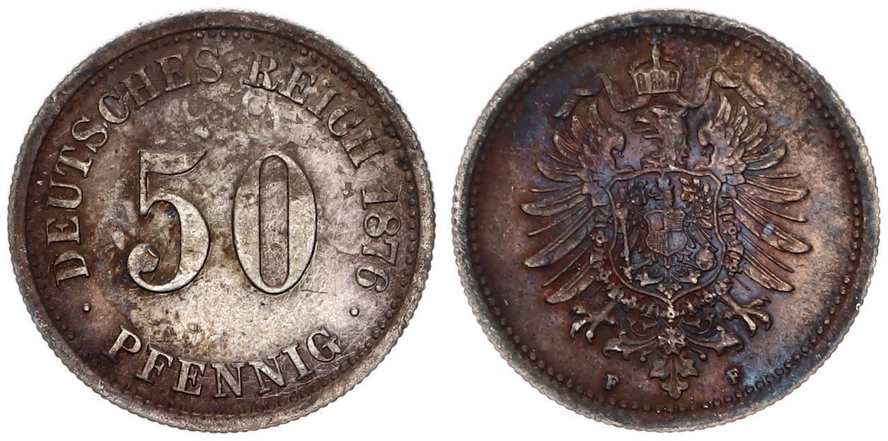 Kaiserreich 50 Pfennig 1876 F J.7 ss+,leicht rau | MA-Shops