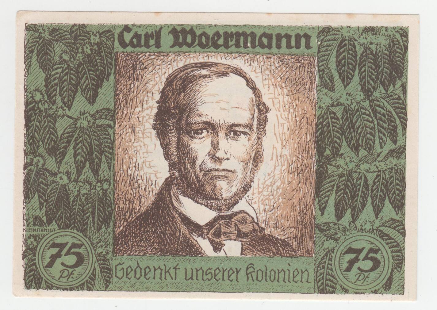 Kolonien Afrika 75 Pfennig, Deutsch- Hanseatischer Kolonialgedenkt Carl ...