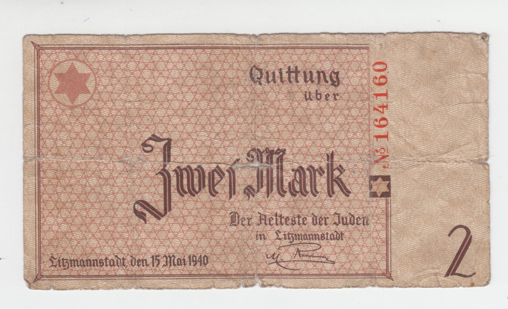 Drittes Reich - Polen Lodz - Ghetto Litzmannstadt 2 Mark Schein 3 ...