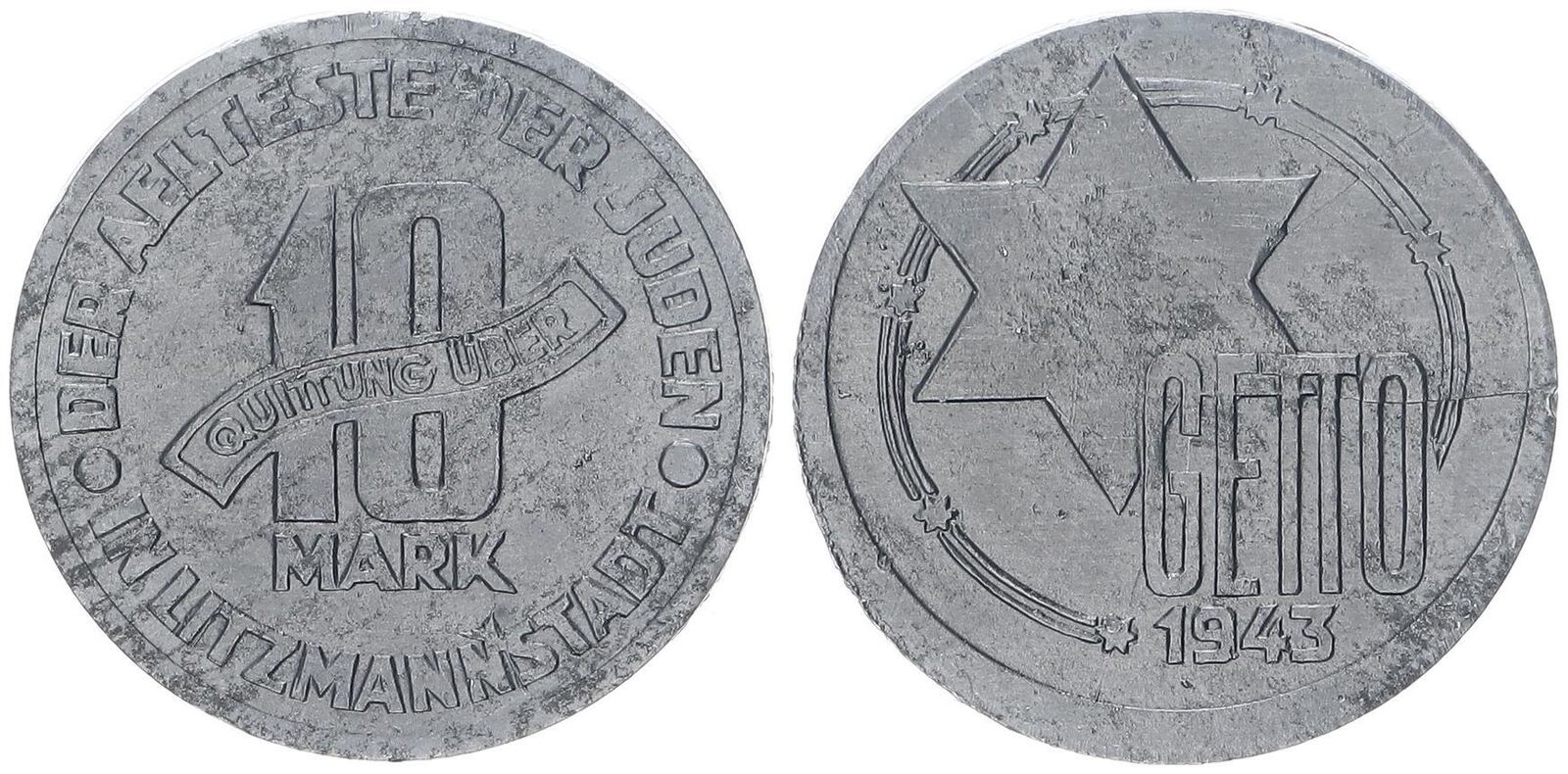 Deutschland / Polen / Getto Litzmannstadt 10 Mark (mit Echtheitszertifikat und Fachbuch ) 1943 ...