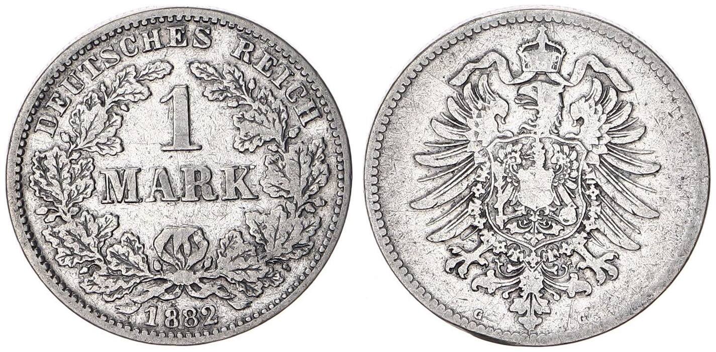 Deutschland / Kaiserreich 1 Mark 1882 G kleiner Adler J.9 s-ss/s | MA-Shops