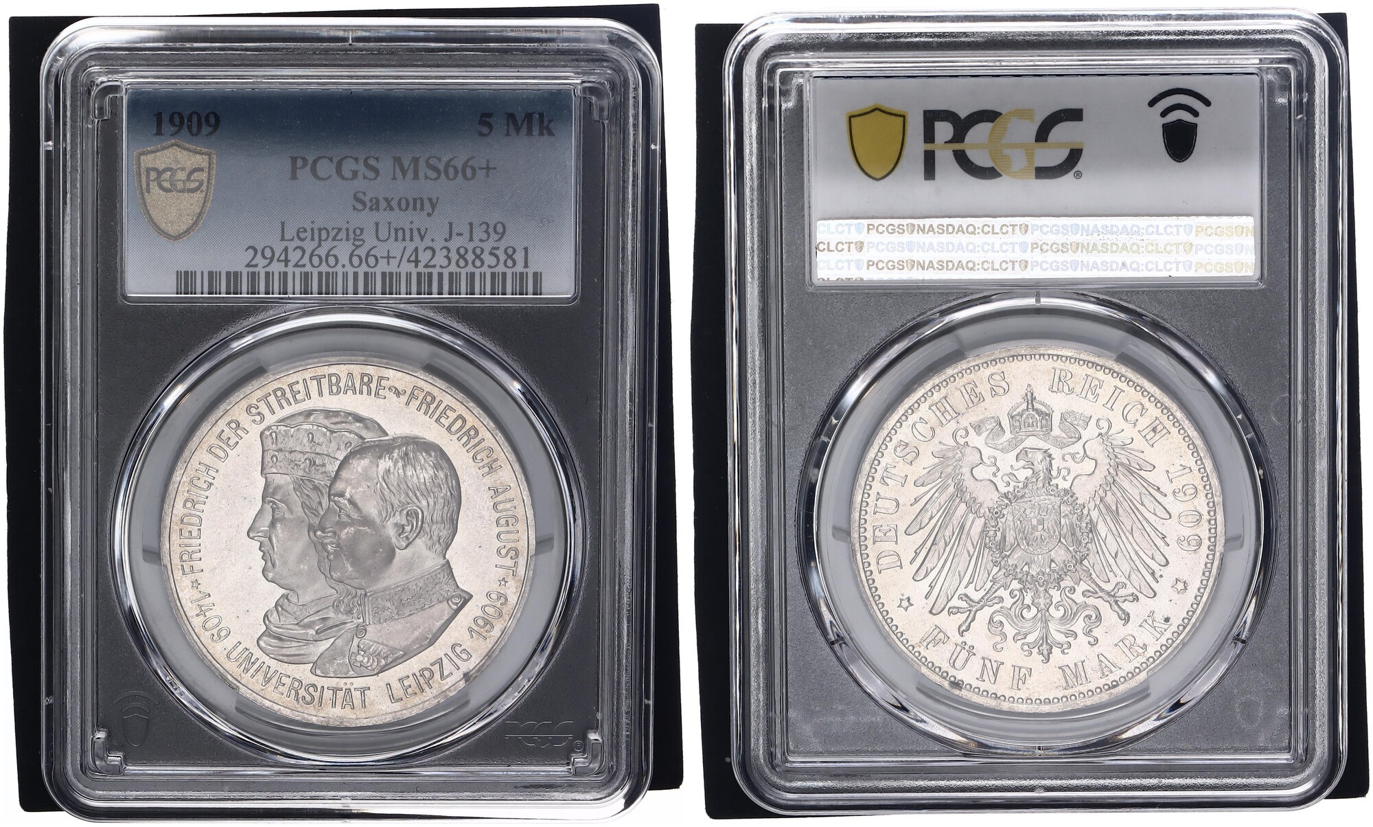 Sachen 5 Mark 1909 500 Jahre Uni Leipzig J-139 MS66+ Stempelglanz | MA ...