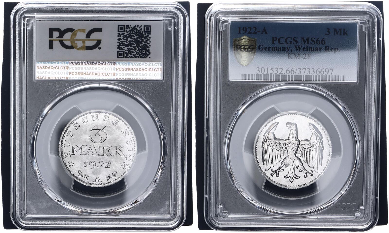 Germany, Weimar Rep. 3 Mark 1922-A Inflation J.302 PCGS MS66 ...
