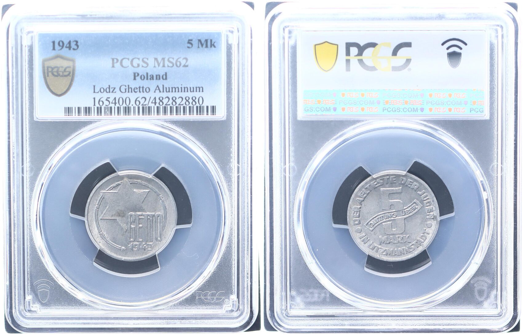 Poland 5 Mark 1943 Aluminium mit Echtheitszertifikat MS62 | MA-Shops