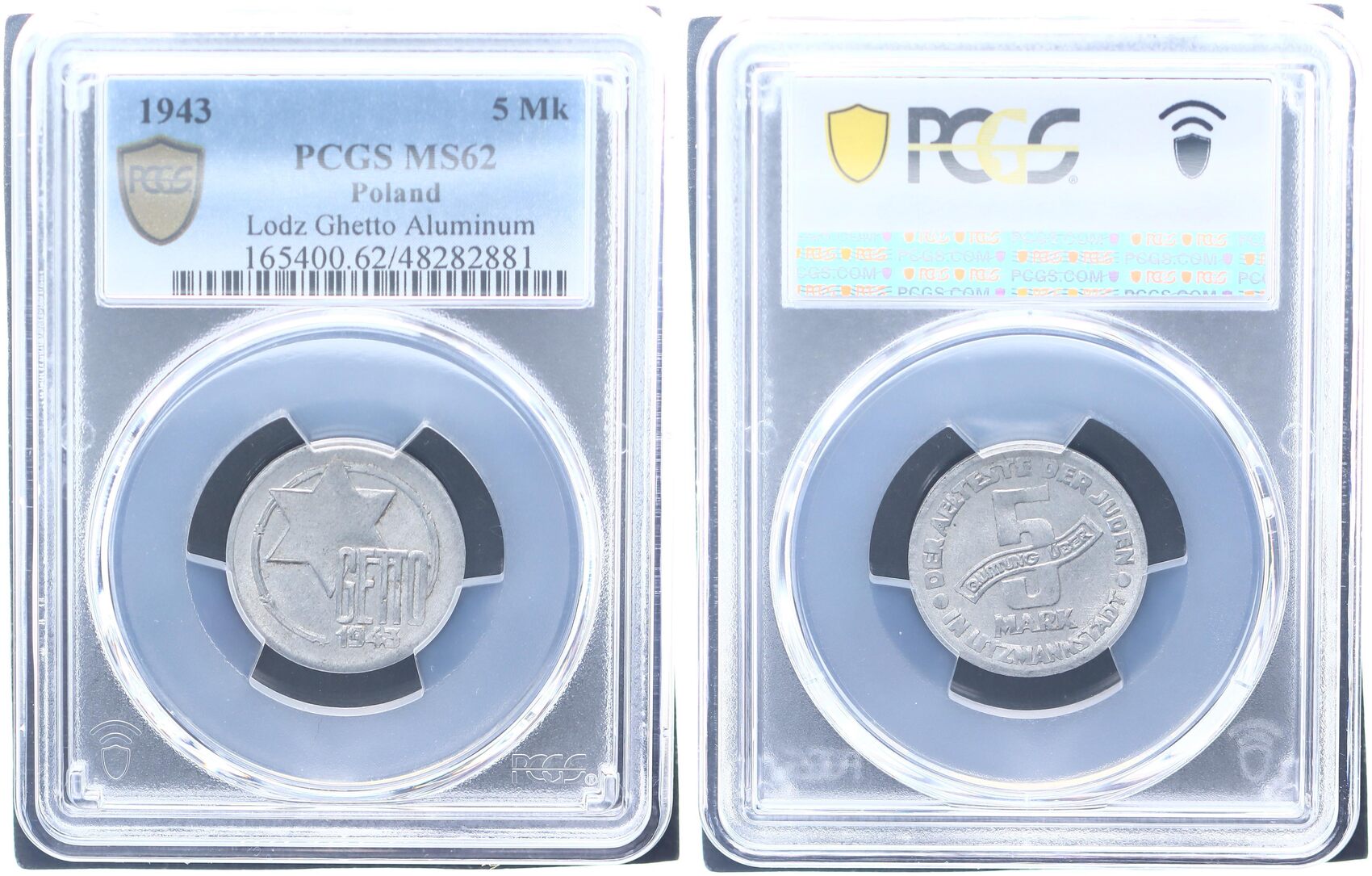 Poland 5 Mark 1943 Aluminium mit Echtheitszertifikat MS62 | MA-Shops