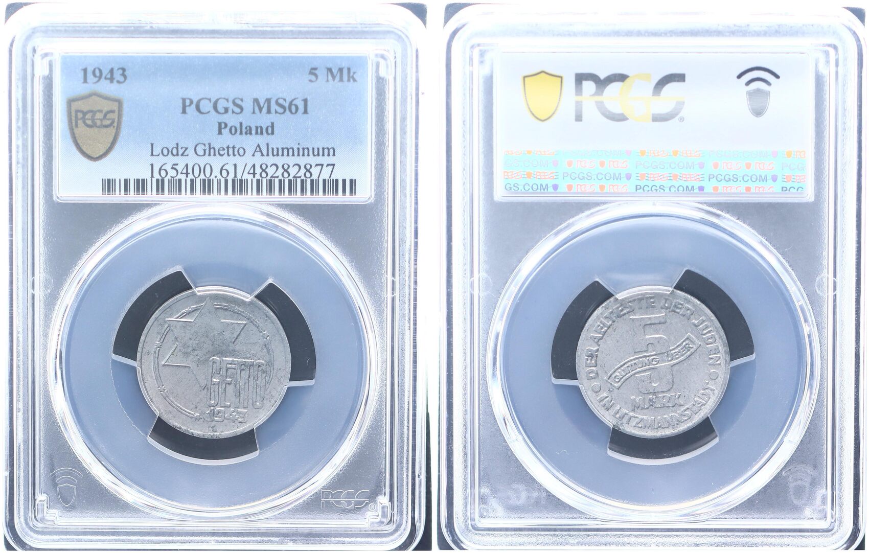 Poland 5 Mark 1943 Aluminium mit Echtheitszertifikat MS61 | MA-Shops