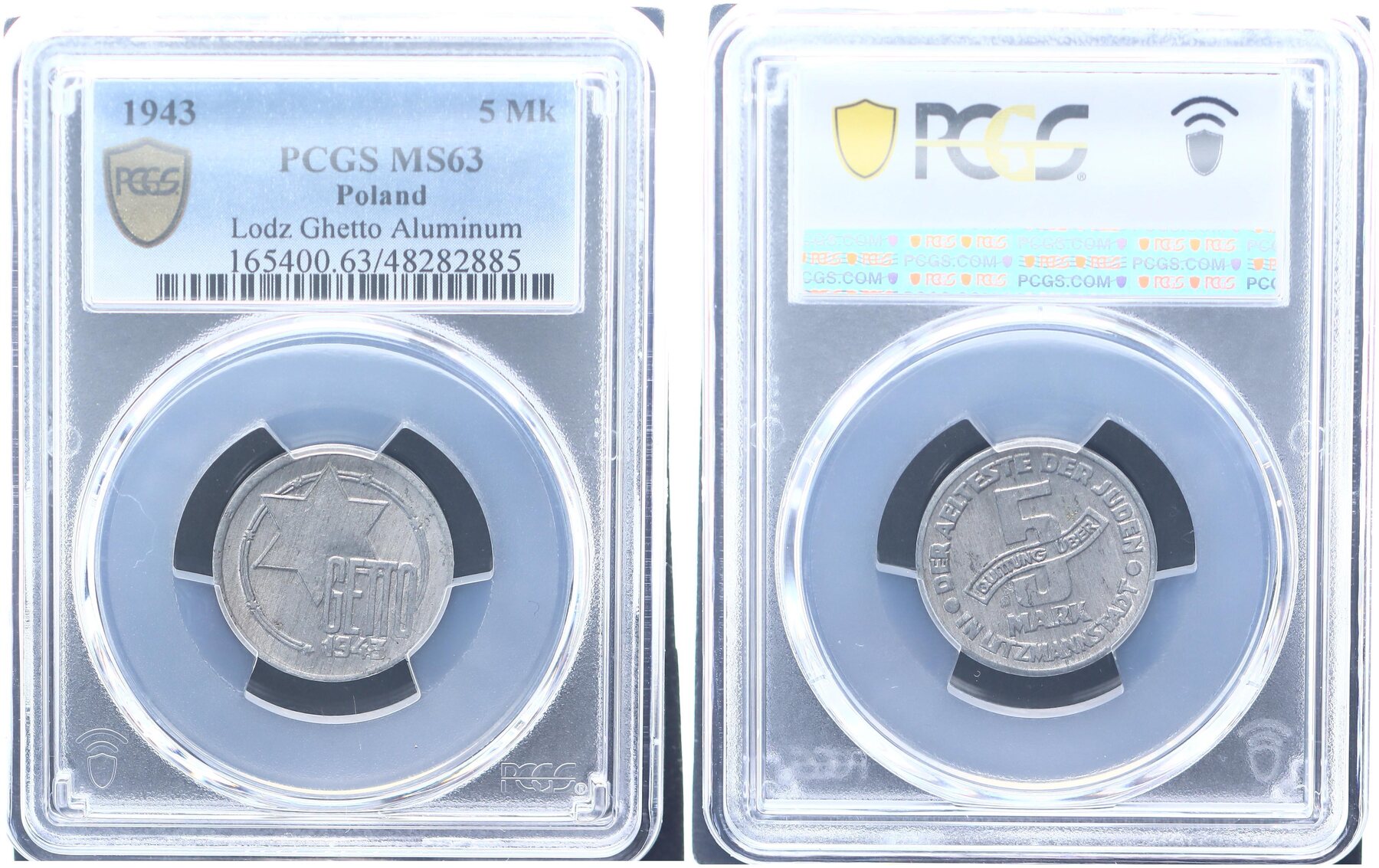 Poland 5 Mark 1943 Aluminium mit Echtheitszertifikat MS63 | MA-Shops