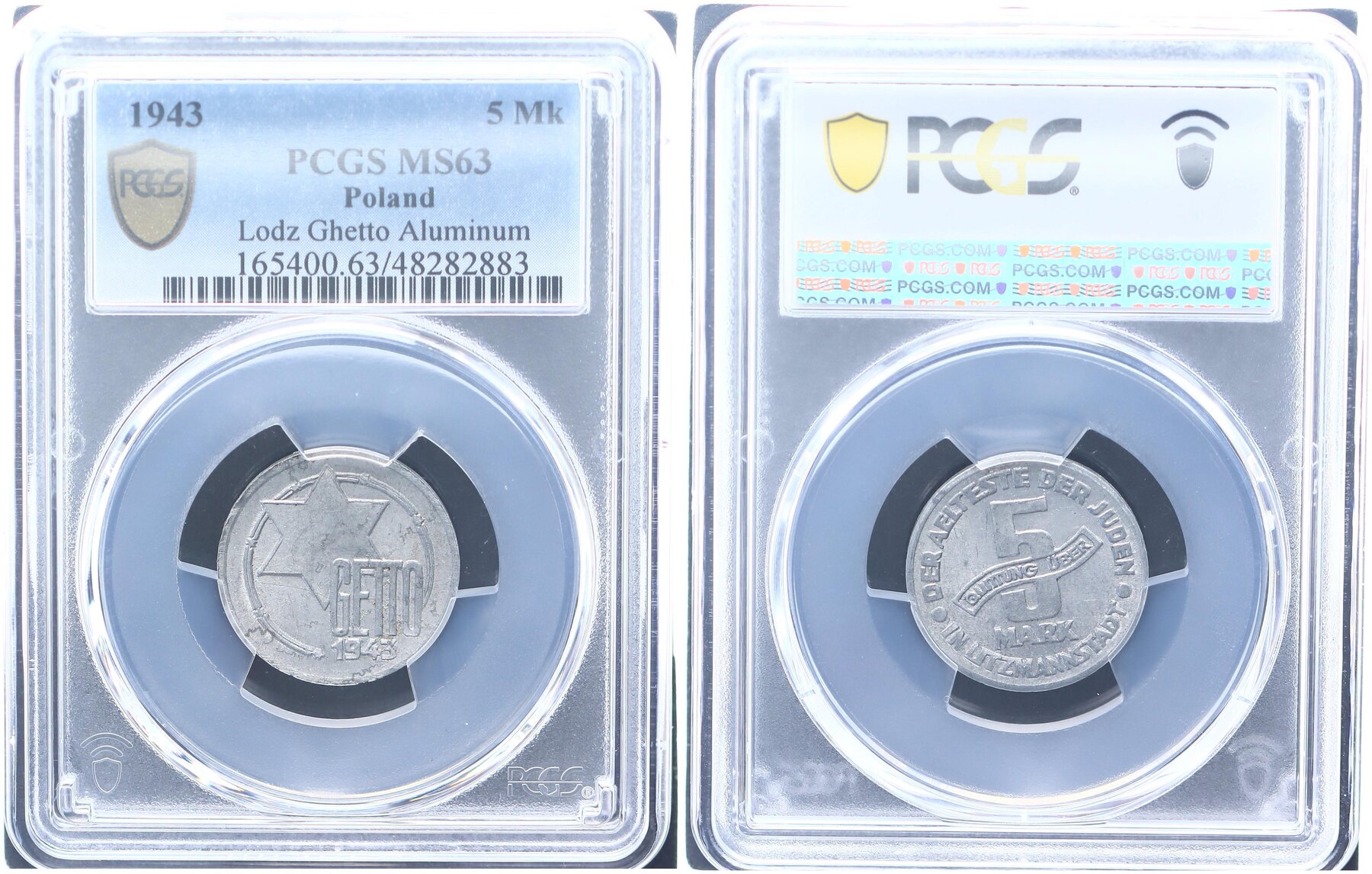 Poland 5 Mark 1943 Aluminium mit Echtheitszertifikat MS63 | MA-Shops