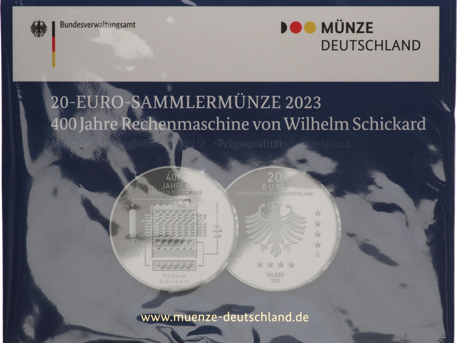 BRD 20 Euro 2023 D 400 Jahre Rechenmaschine von Wilhelm Schickard Sp ...