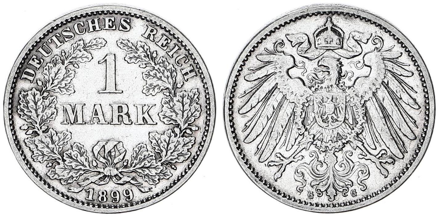 Deutsches Kaiserreich 1 Mark 1899 G Kursmünze J.17 ss | MA-Shops