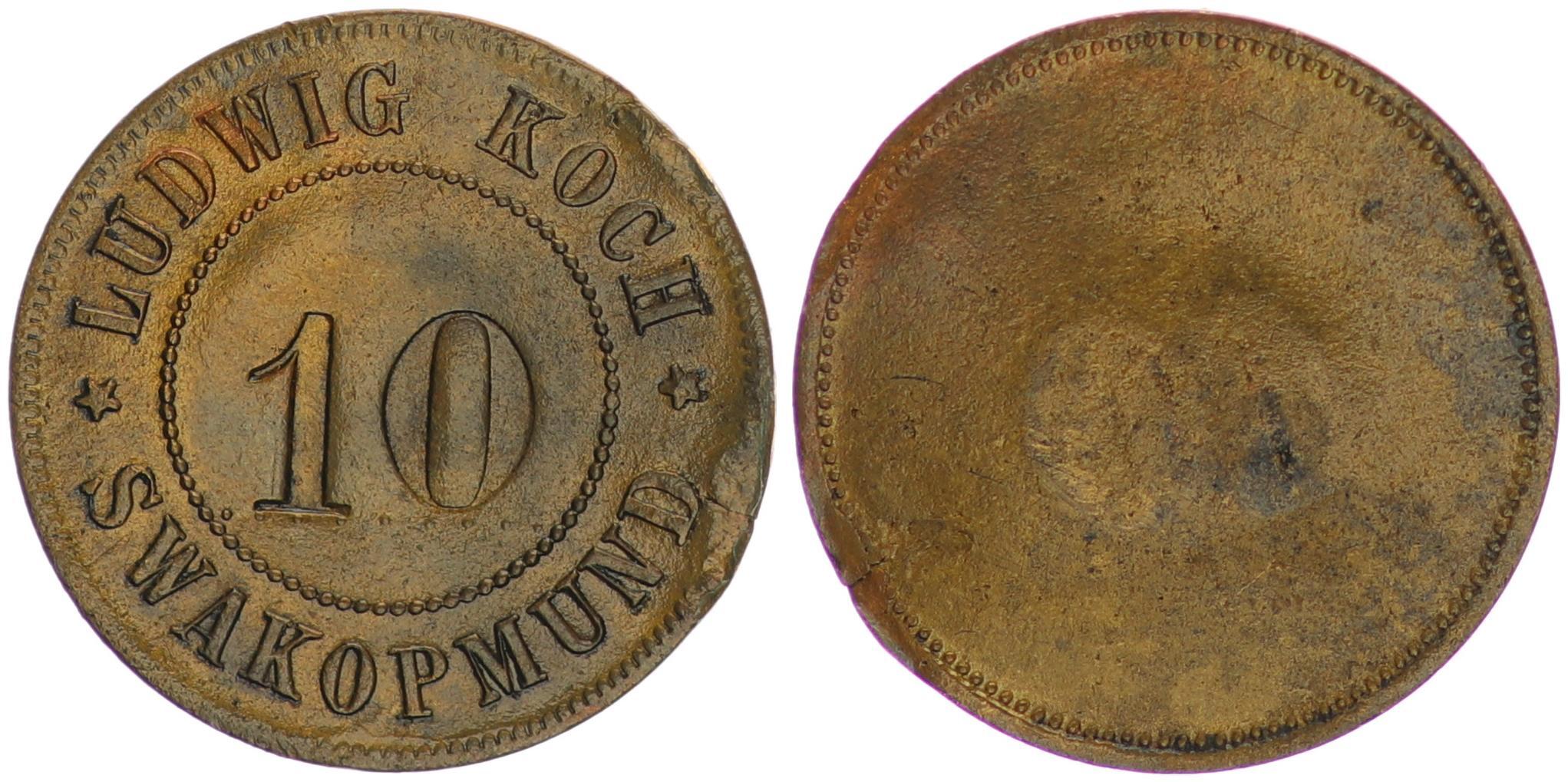 Kolonien: DOA Wertmarke o.Jahr Nr. 10 Ludwig Koch SWAKOPMUND ss-vz ...