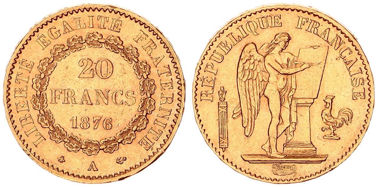 Frankreich - 3. Republik 20 Francs 1876 A Republik Frankreich Gold vz ...