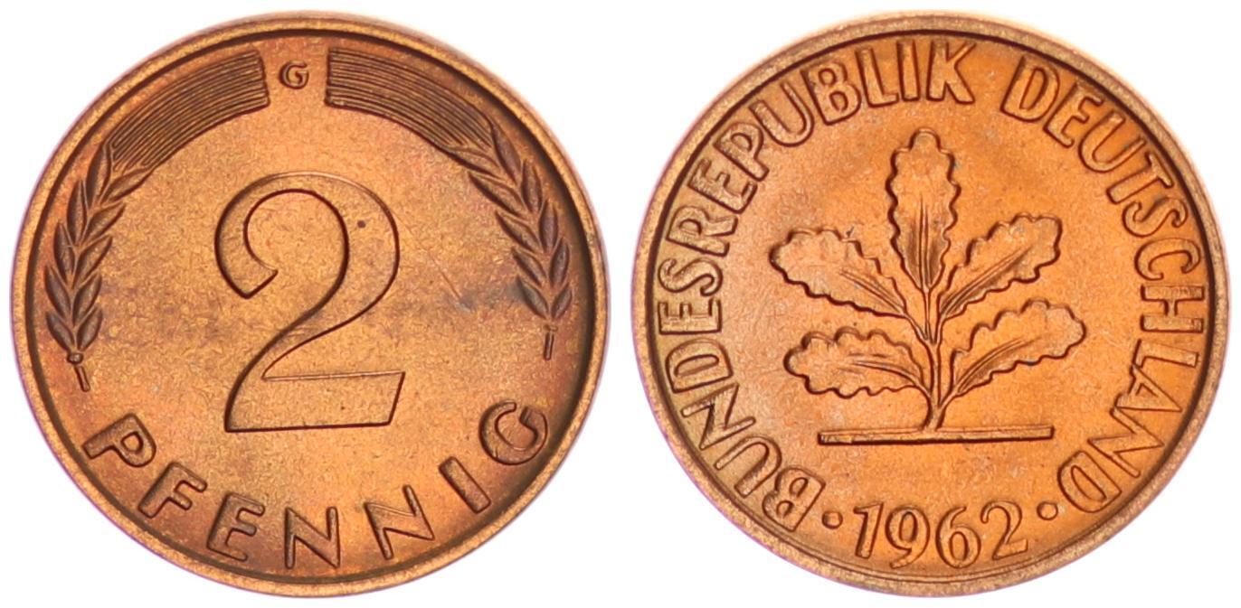 BRD 2 Pfennig 1962 G Aus Originalrolle St | MA-Shops