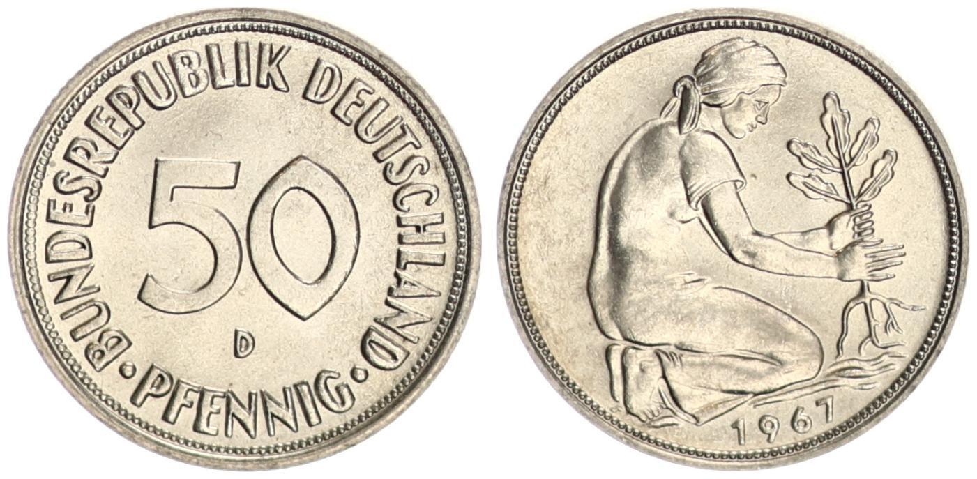 BRD 50 Pfennig 1967 D Aus Originalrolle St | MA-Shops
