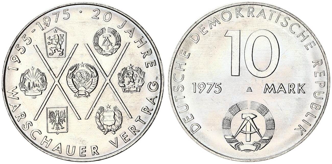 Deutschland / DDR 10 Mark 1975 20 Jahre Warschauer Vertrag Stempelglanz | MA-Shops