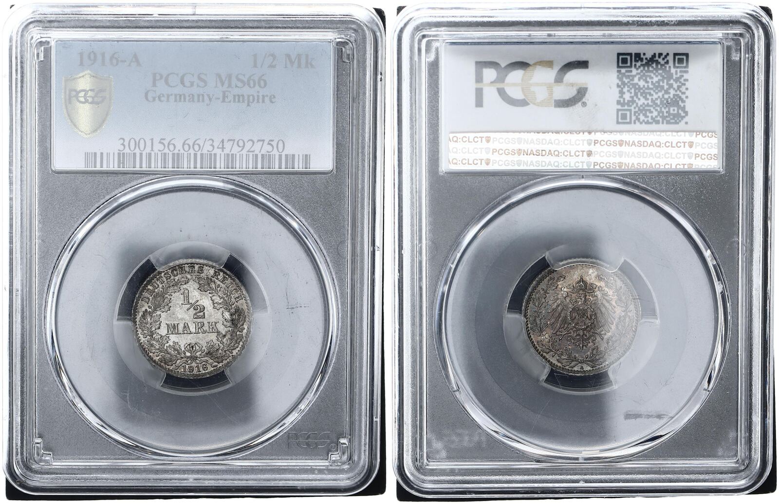 Kaiserreich 1/2 Mark 1916-A J.16 PCGS zertifiziert* PCGS MS66 Stempelglanz | MA-Shops