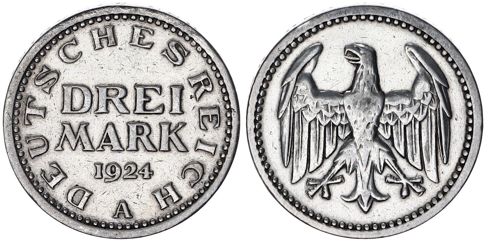 Weimarer Republik 3 Mark 1924 A J.312 ss | MA-Shops