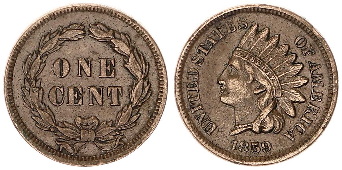 USA 1 Cent 1859 Indian Head ss-vz | MA-Shops