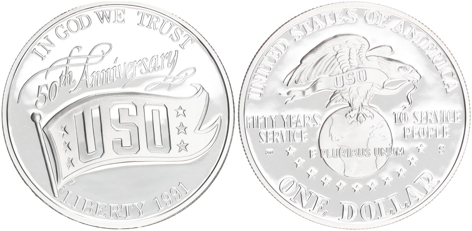 USA 1 Dollar 1991 50th Anniversary USO PP | MA-Shops