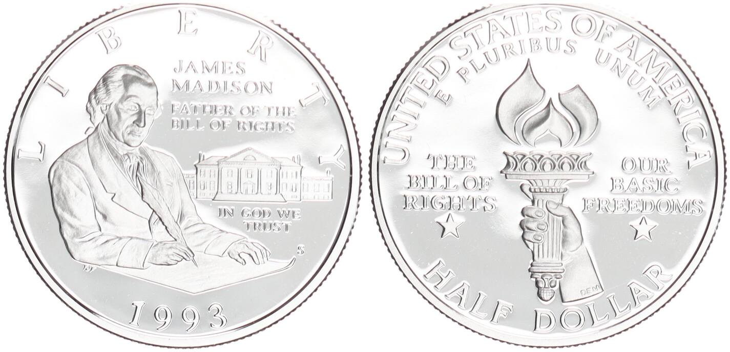 USA Half Dollar 1993 James Madison - Vater der Bill of Rights PP | MA-Shops