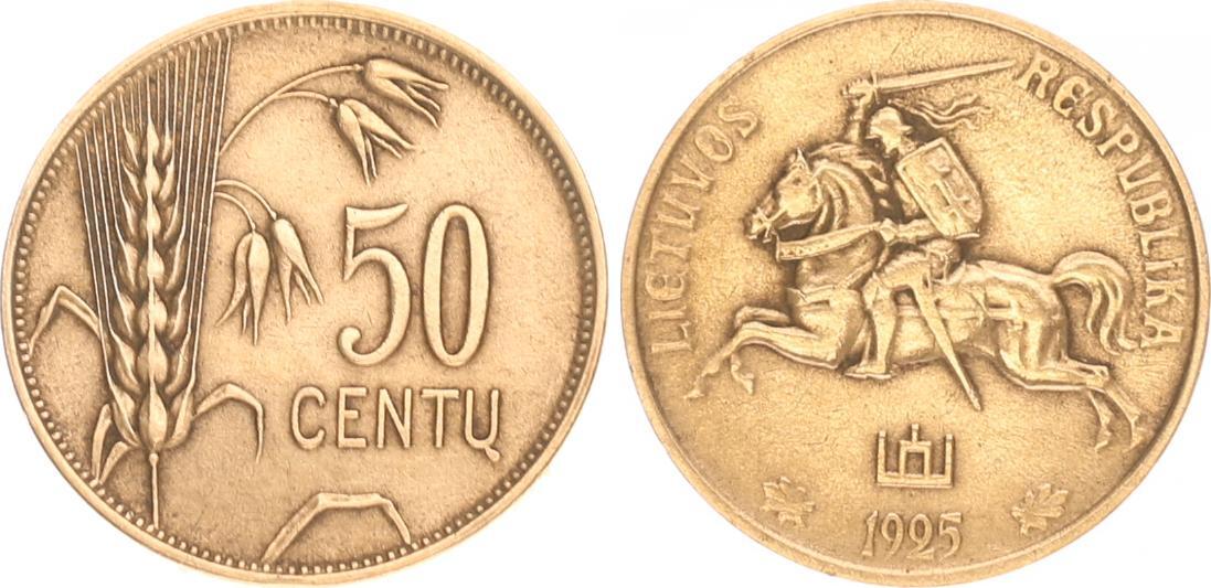 Litauen 50 Centu 1925 Reiter mit Schwert ss+ | MA-Shops