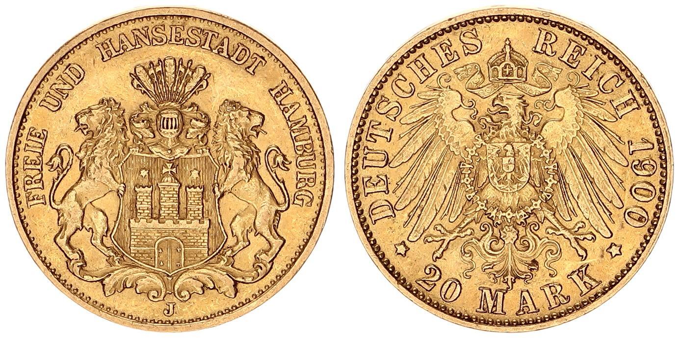 Hamburg 20 Mark Gold 1900 J J.212 vz | MA-Shops